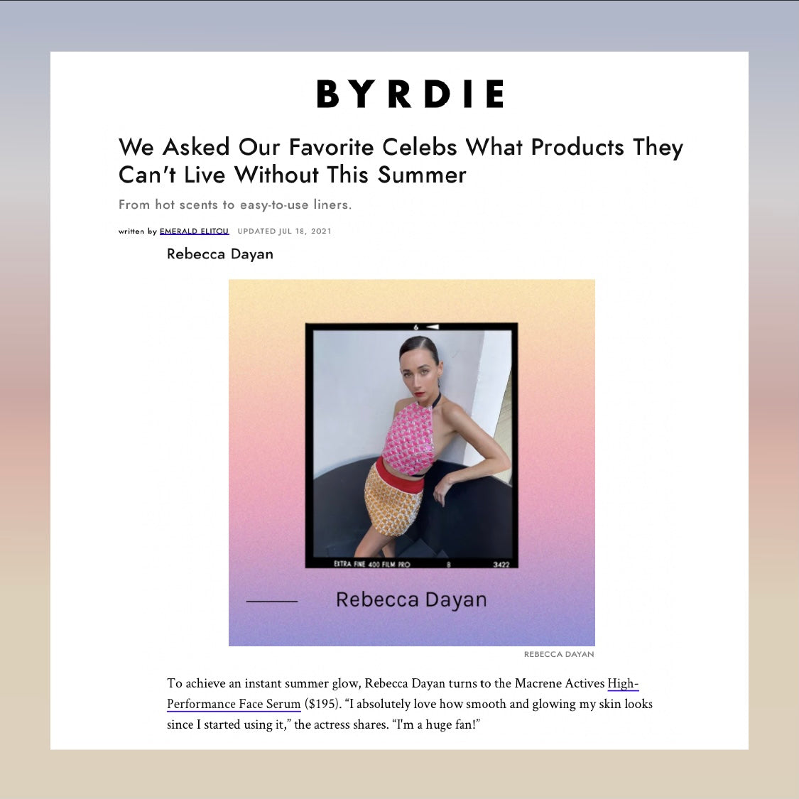 Rebecca Dayan Gets Her Summer Glow With This Magic Serum – DR. MACRENE ...