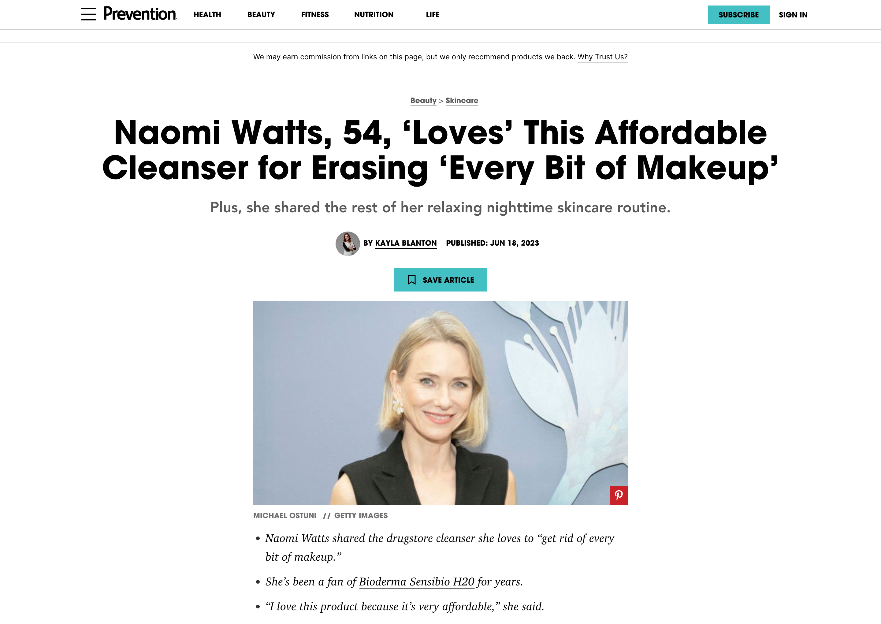 Prevention: Naomi Watts, 54, ‘Loves’ This Affordable Cleanser for Eras ...